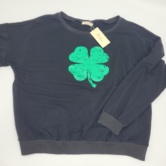 roshop | Tops | Roshop Long Sleeve Four Leaf Clover Sweatshirt | Poshmark
